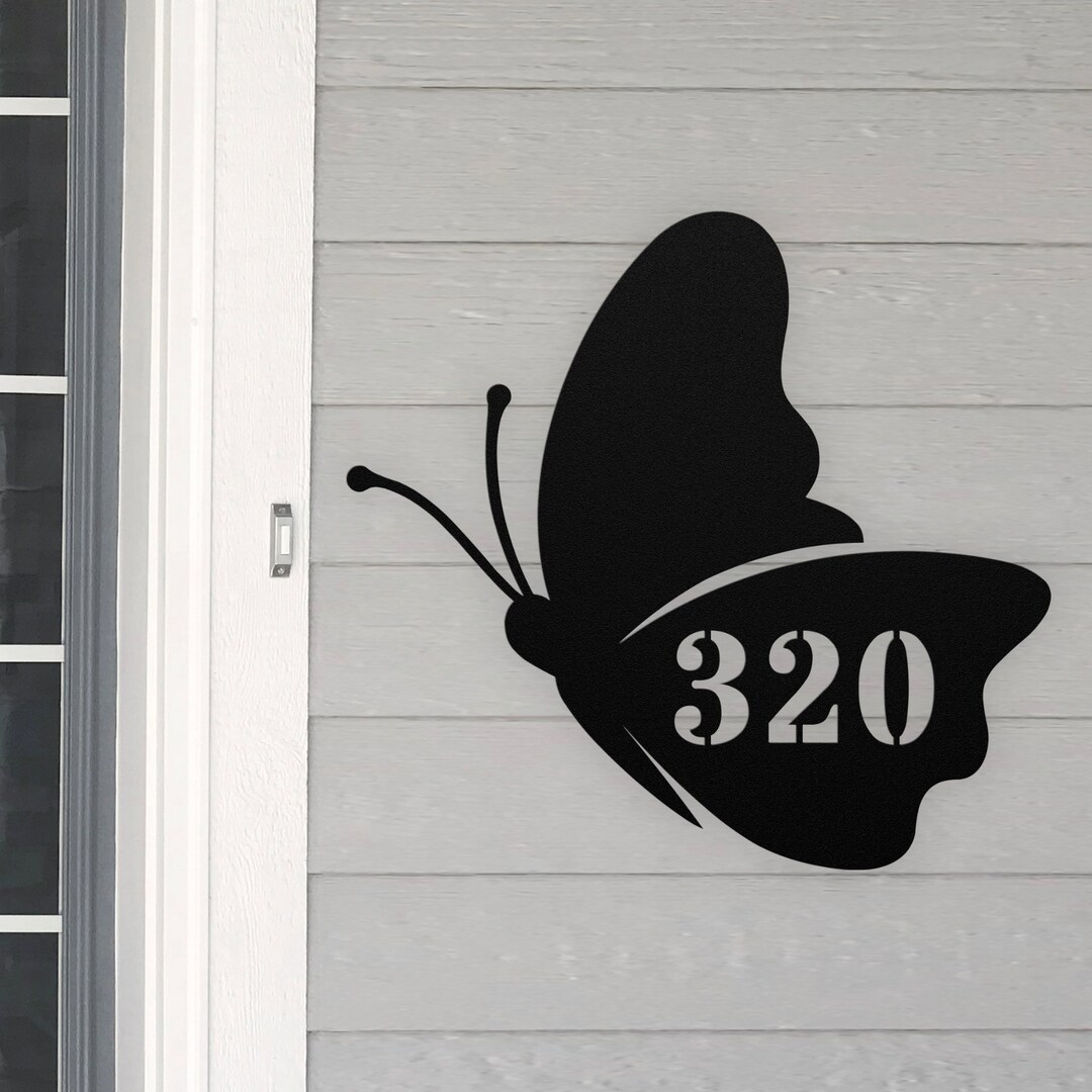 Personalized Butterfly Address House Number Sign Metal Wall Art, Custom ...