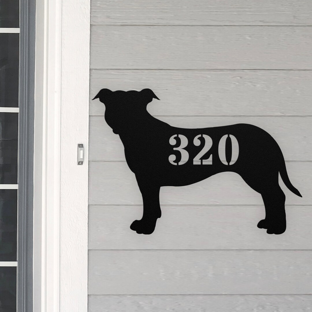 Personalized Pit Bull Address House Number Sign Metal Wall Art, Custom ...