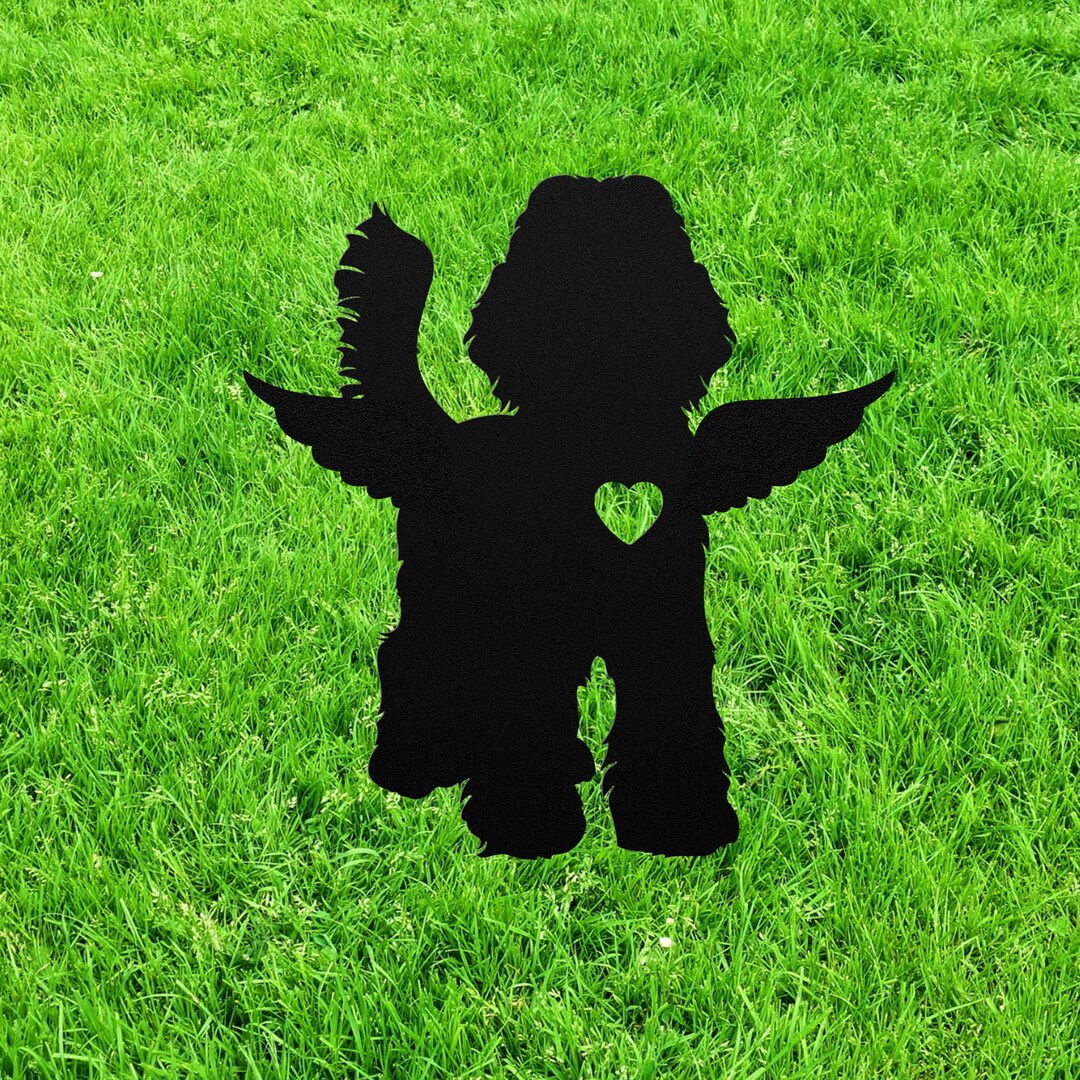 Labradoodle Angel Wings Garden Statue Stake, Custom Labradoodle Outdoor ...