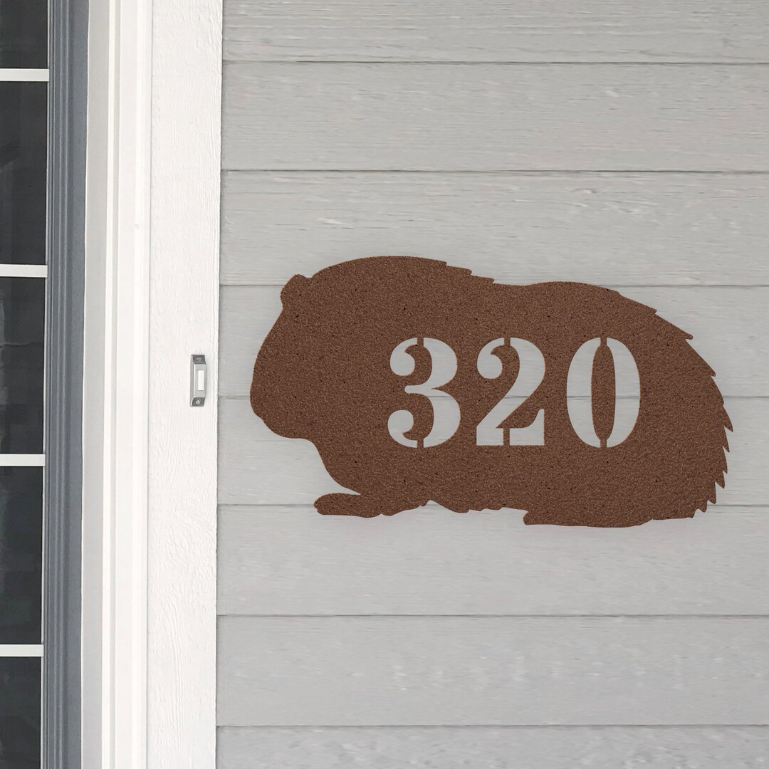 Personalized Guinea Pig Address House Number Sign Metal Wall Art ...