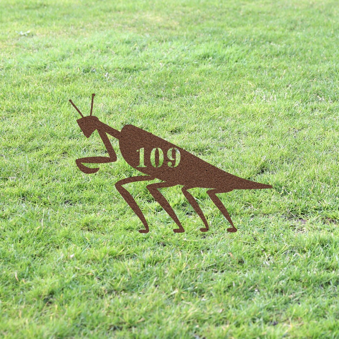 Praying Mantis House Number Sign Yard Address Plaque Garden Lawn Stake ...