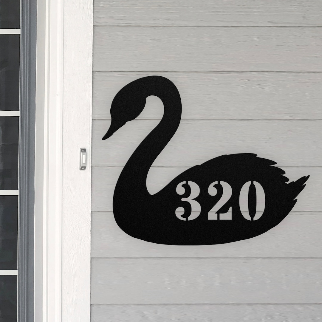 Personalized Swan Address House Number Sign Metal Wall Art, Custom ...