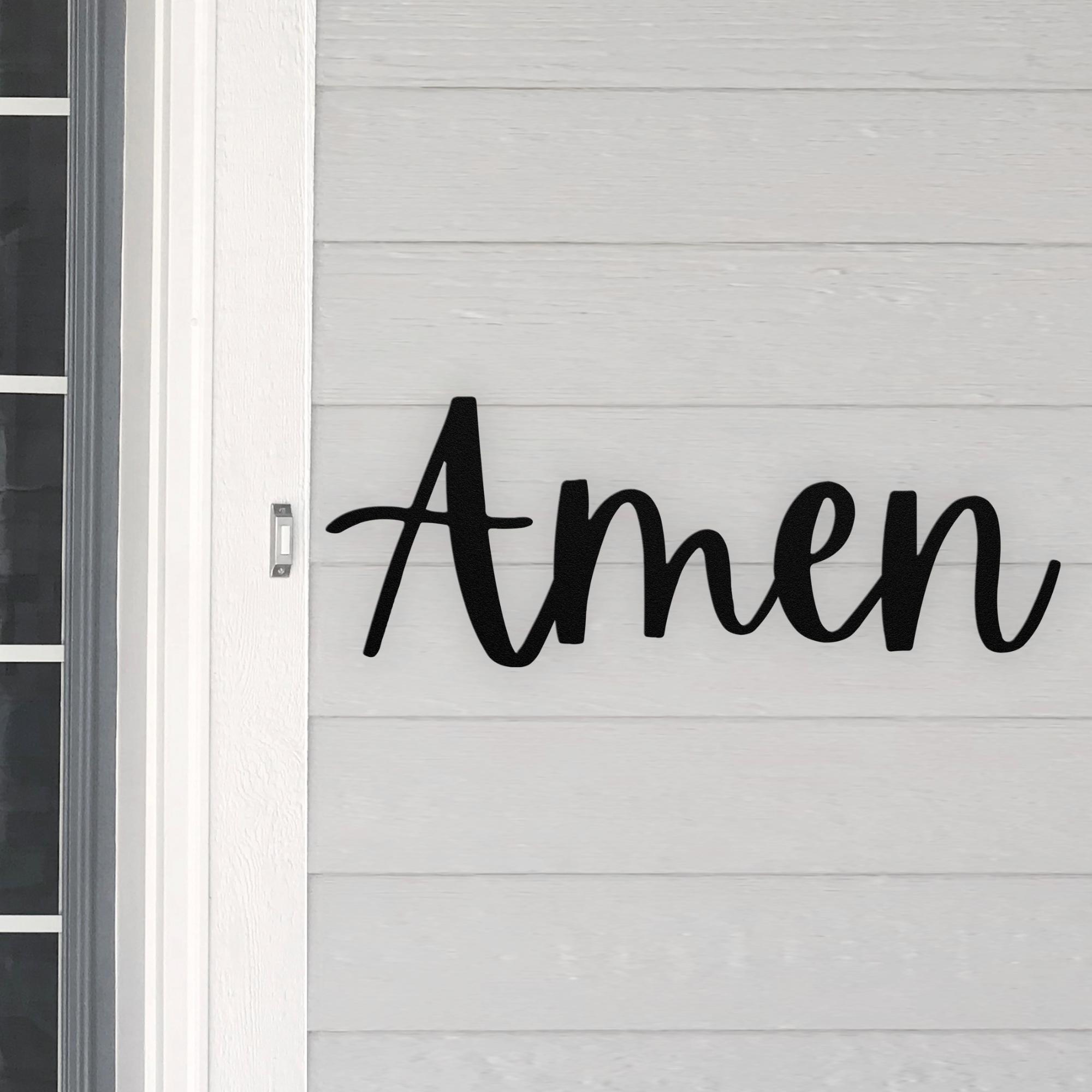 Amen Metal Sign Word Wall Art - Amen Script Word Art Decor Gift Outdoor ...