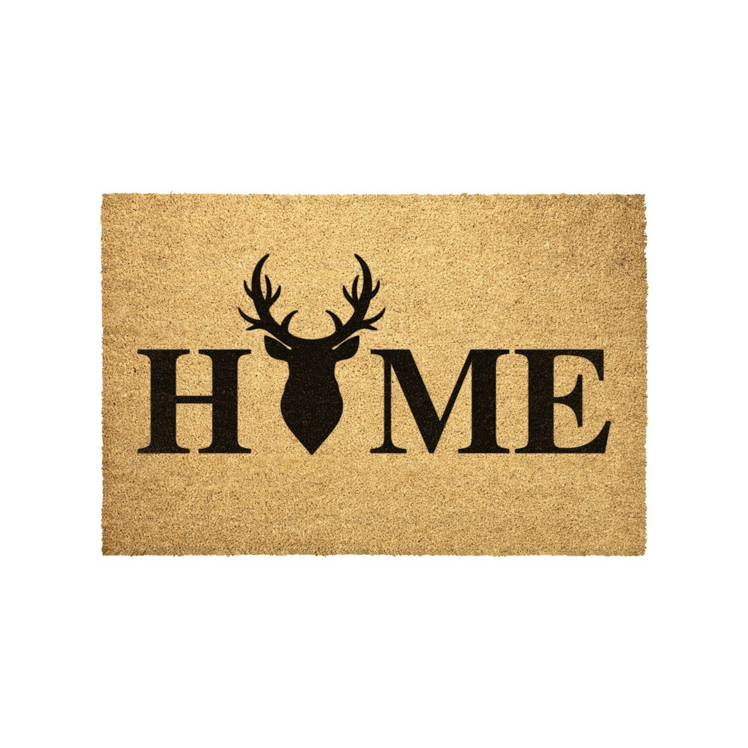 Home Deer Head Doormat, Cabin Outdoor Coir Welcome Door Mat ...