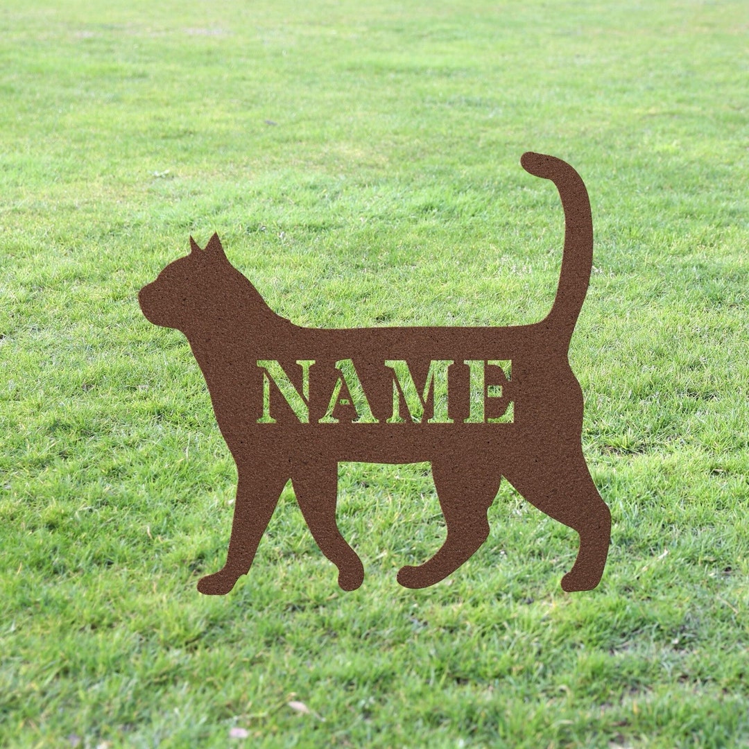 Personalized Cat Copper Garden Statue Stake, Custom Black Cat Outdoor ...