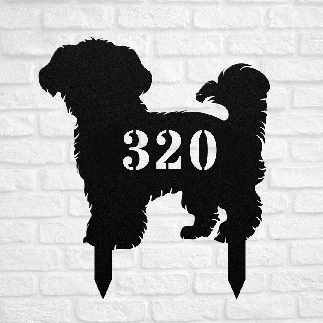 Maltipoo House Number Sign Yard Address Plaque Garden Lawn Stake Metal ...