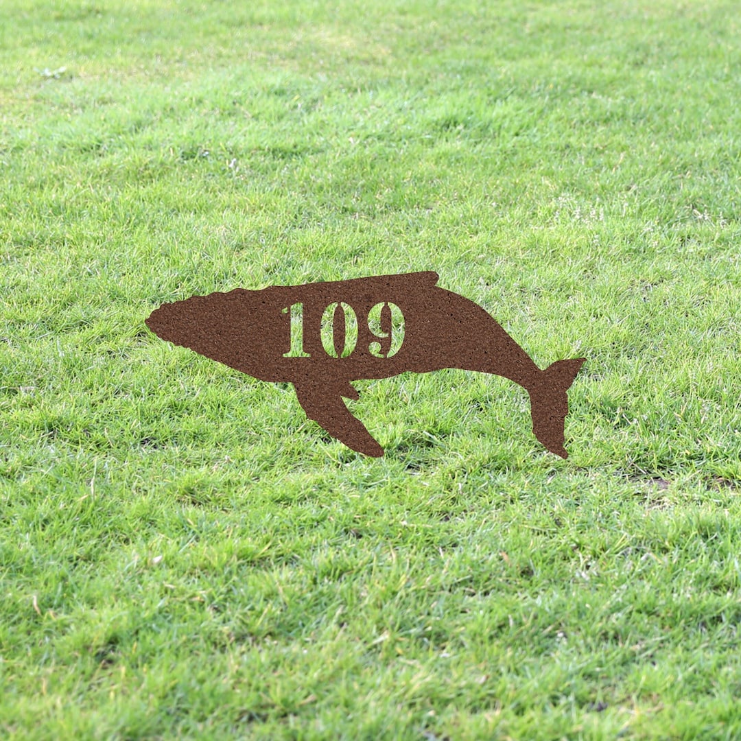 Humpback Whale House Number Sign Yard Address Plaque Garden Lawn Stake ...