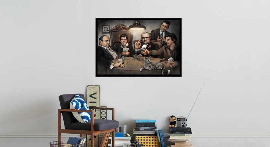 Mafia Gangster Poker Wall Art Decor Framed Print Scarface - Etsy