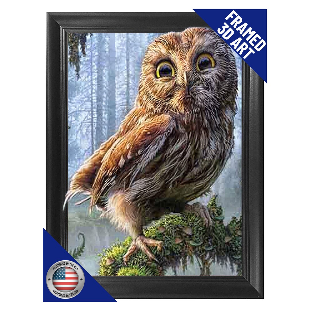 Cute Baby Owl Nursery Animal 3D Poster Wall Art Decor Framed Print | 14 ...