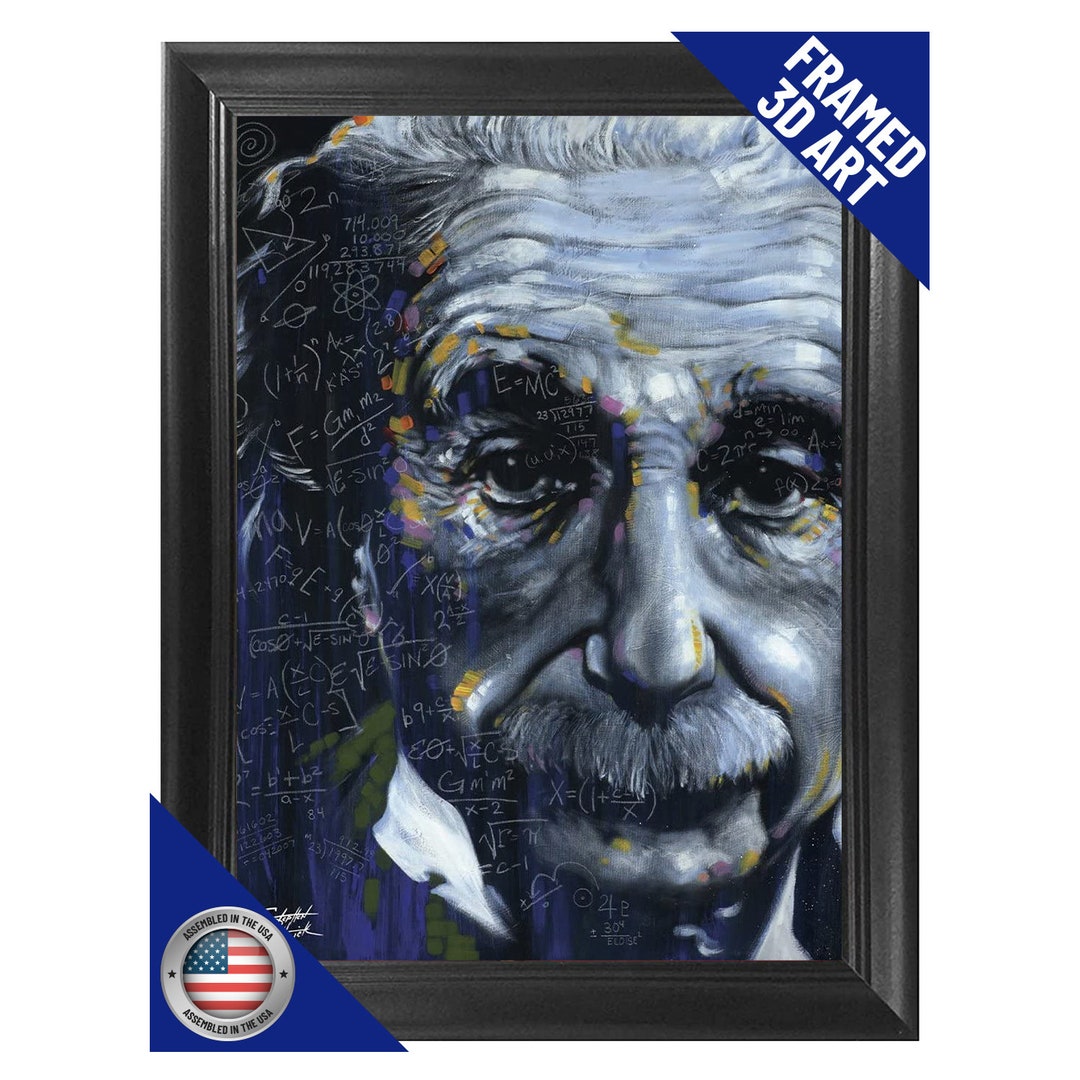 Albert Einstein Portrait 3D Art Decor Framed Print 14.5x18.5 Pictures ...