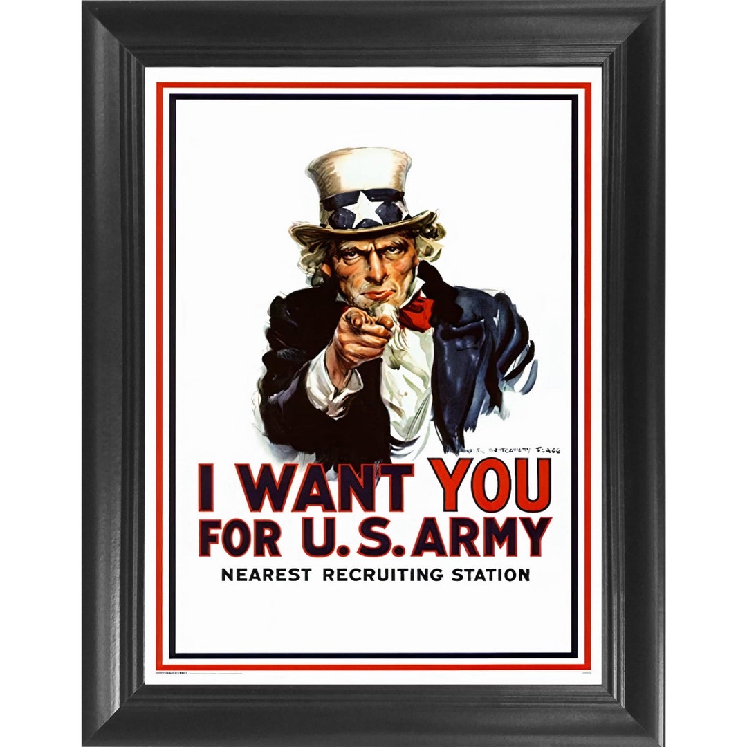 Uncle Sam I Want You 3D Poster Wall Art Decor Framed Print 14.5x18.5 US ...