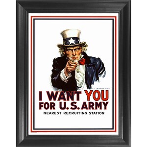 Uncle Sam I Want You 3D Poster Wall Art Decor Framed Print 14.5x18.5 US ...