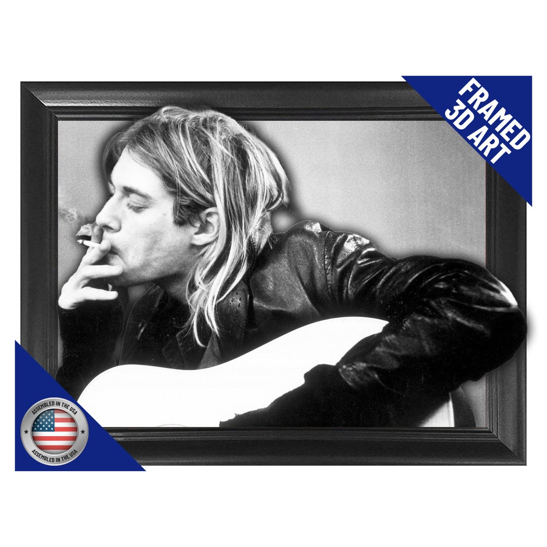 Kurt Cobain Smoking Nirvana 3D Poster Wall Art Decor Framed Print | 14 ...