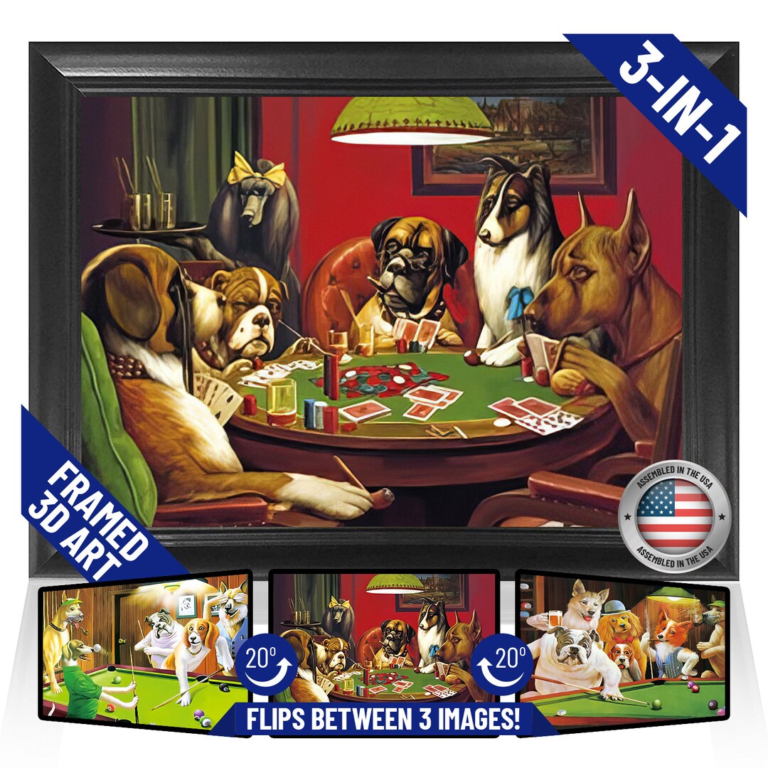 Dogs Playing Poker Framed Print Wall Art 14.5 X 18.5 Unique Dog Scenes ...