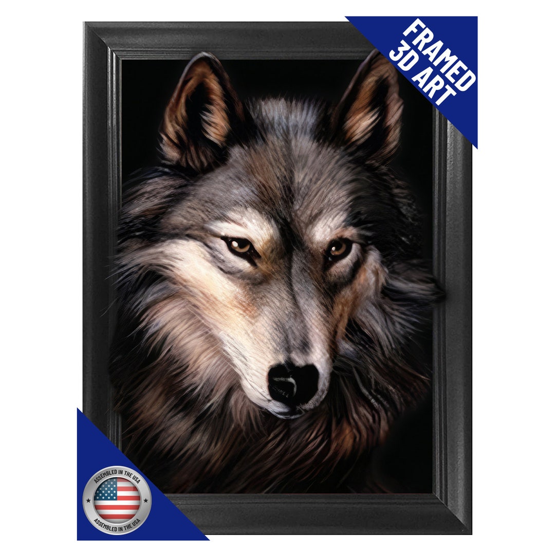 Wolf Portrait 3D Poster Wall Art Decor Framed Print | 14.5x18.5 ...