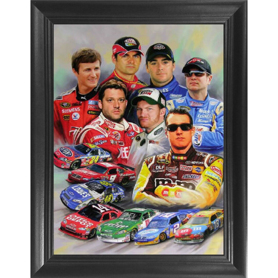 Nascar Racing Stars 3D Poster Wall Art Decor Framed Print 14.5x18.5 ...