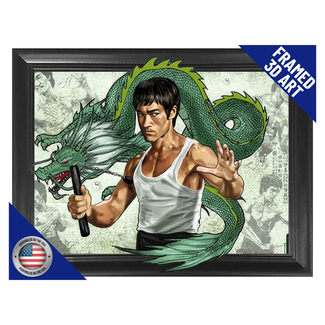 Bruce Lee Dragon 3D Art Decor Framed Print 14.5x18.5 Green Dragon ...