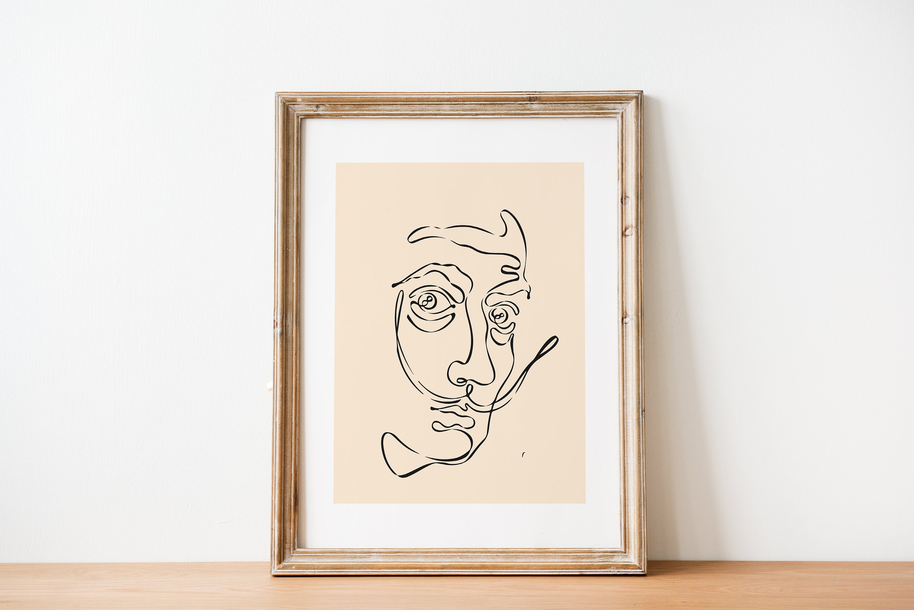 Salvador Dali Face Line Art, Surrealism Poster, Printable Wall Art ...