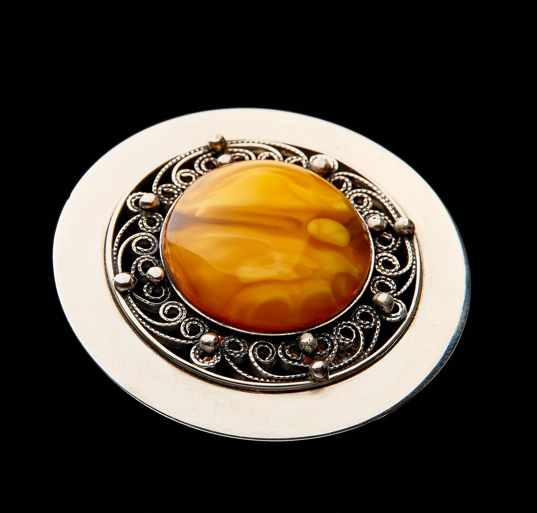 Baltic Amber Pin Egg Yolk Butterscotch Royal Amber Vintage USSR Rare ...