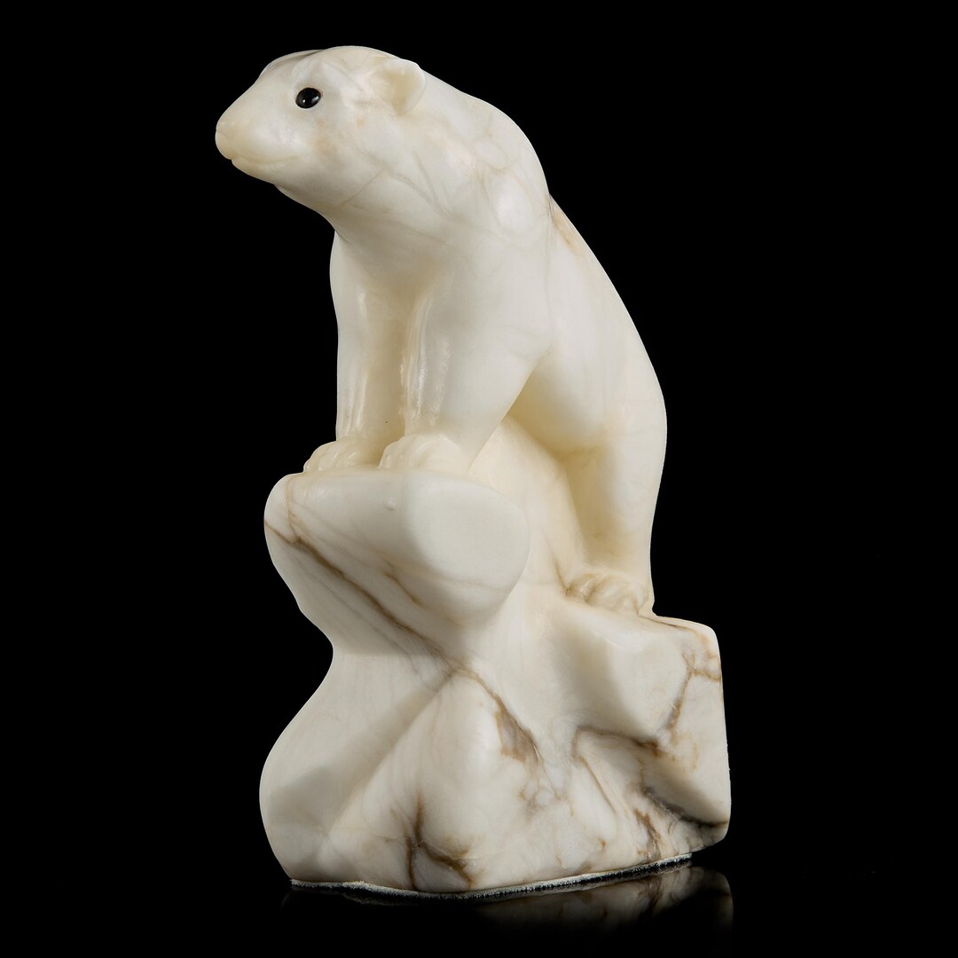 Inuit Polar Bear Marble Sculpture, Ancient Eskimo Stone Carving, Polar ...