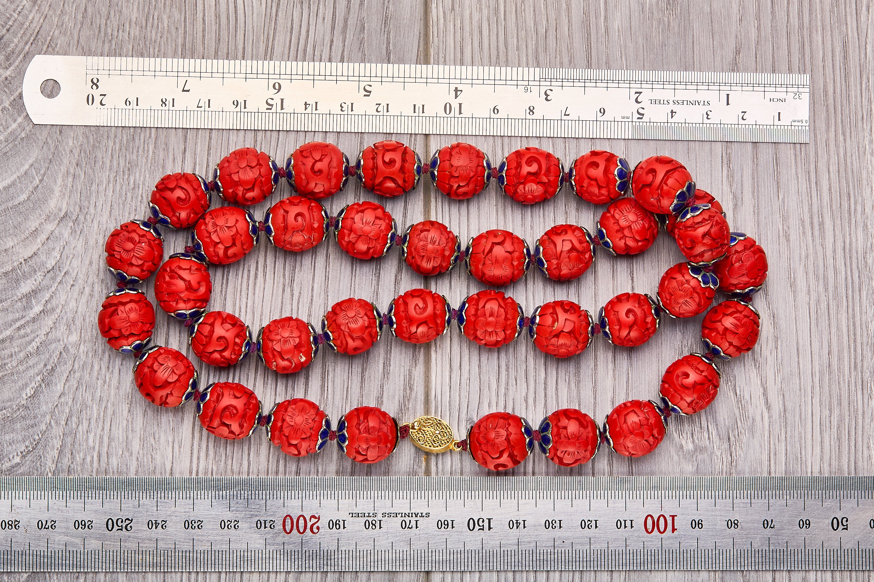 Vintage 20/30's Red Chinese Hand Carved Lacquer Vermilion Enamel ...