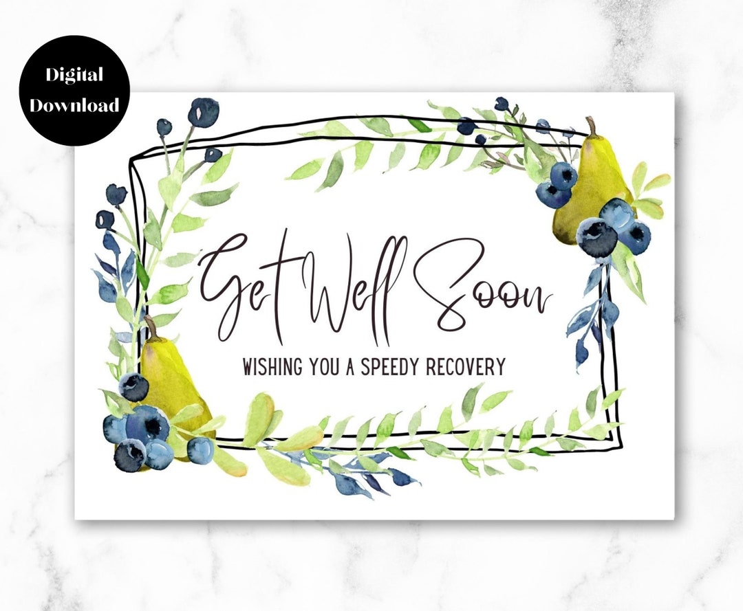 Printable Get Well Soon Card, Speedy Recovery Card, Feel Better Soon ...