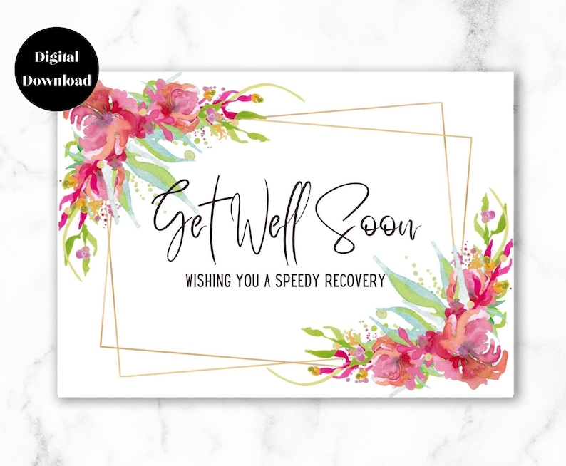Printable Get Well Soon Card Speedy Recovery Card Feel Better Soon Card ...