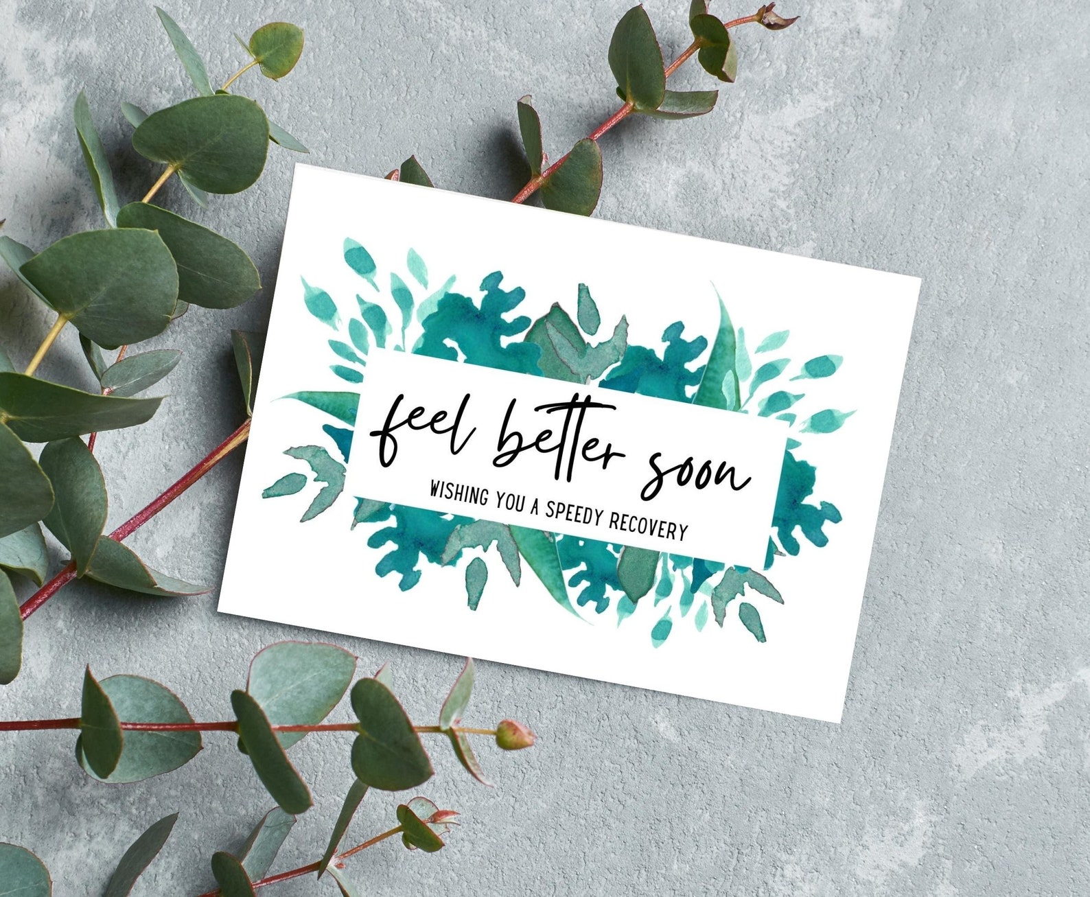 Printable Get Well Soon Card, Botanical Print Greenery Feel Better Soon ...