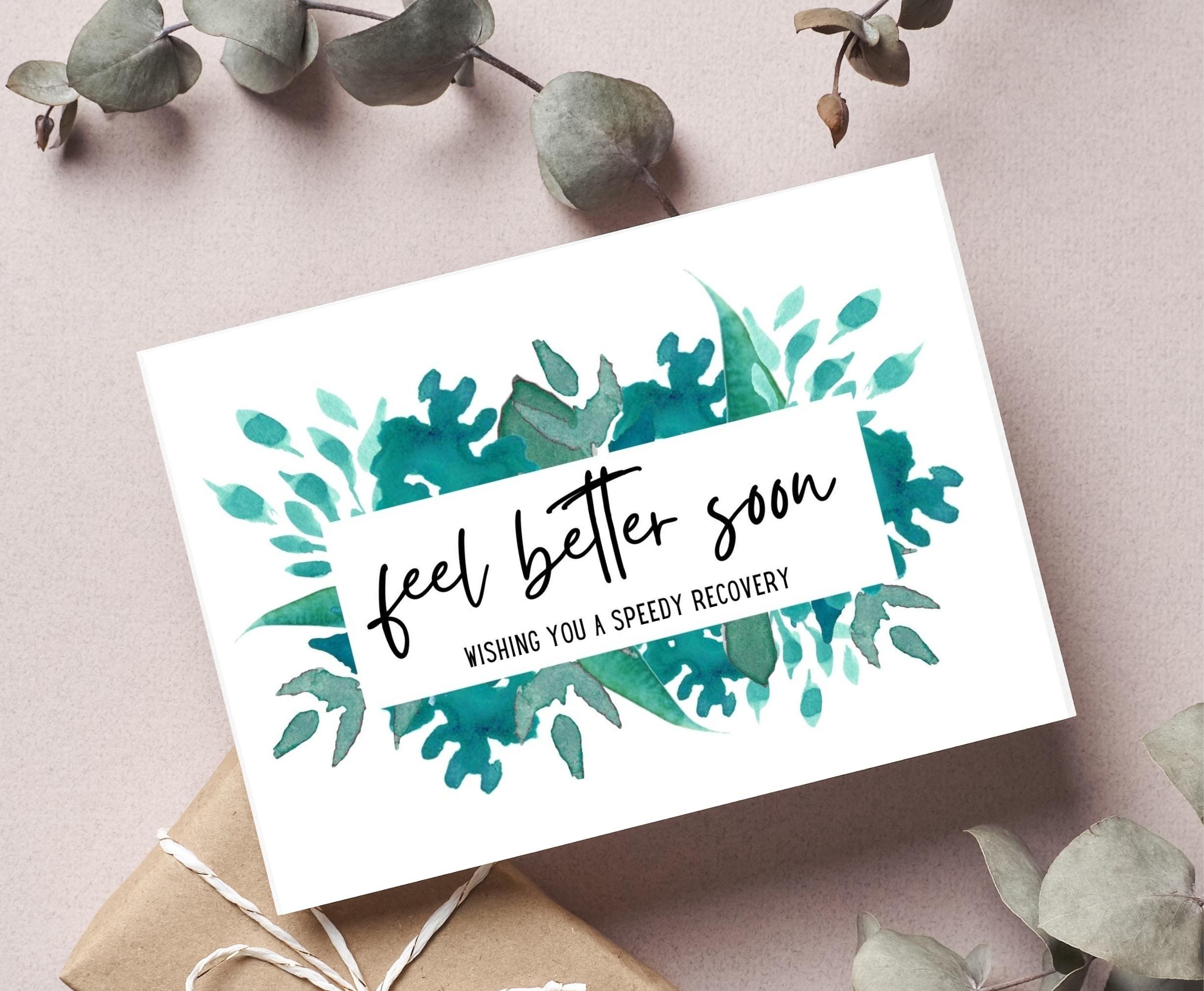 Printable Get Well Soon Card, Botanical Print Greenery Feel Better Soon ...