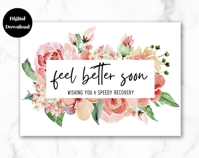 Printable Get Well Soon Card Feel Better Soon Digital | Etsy