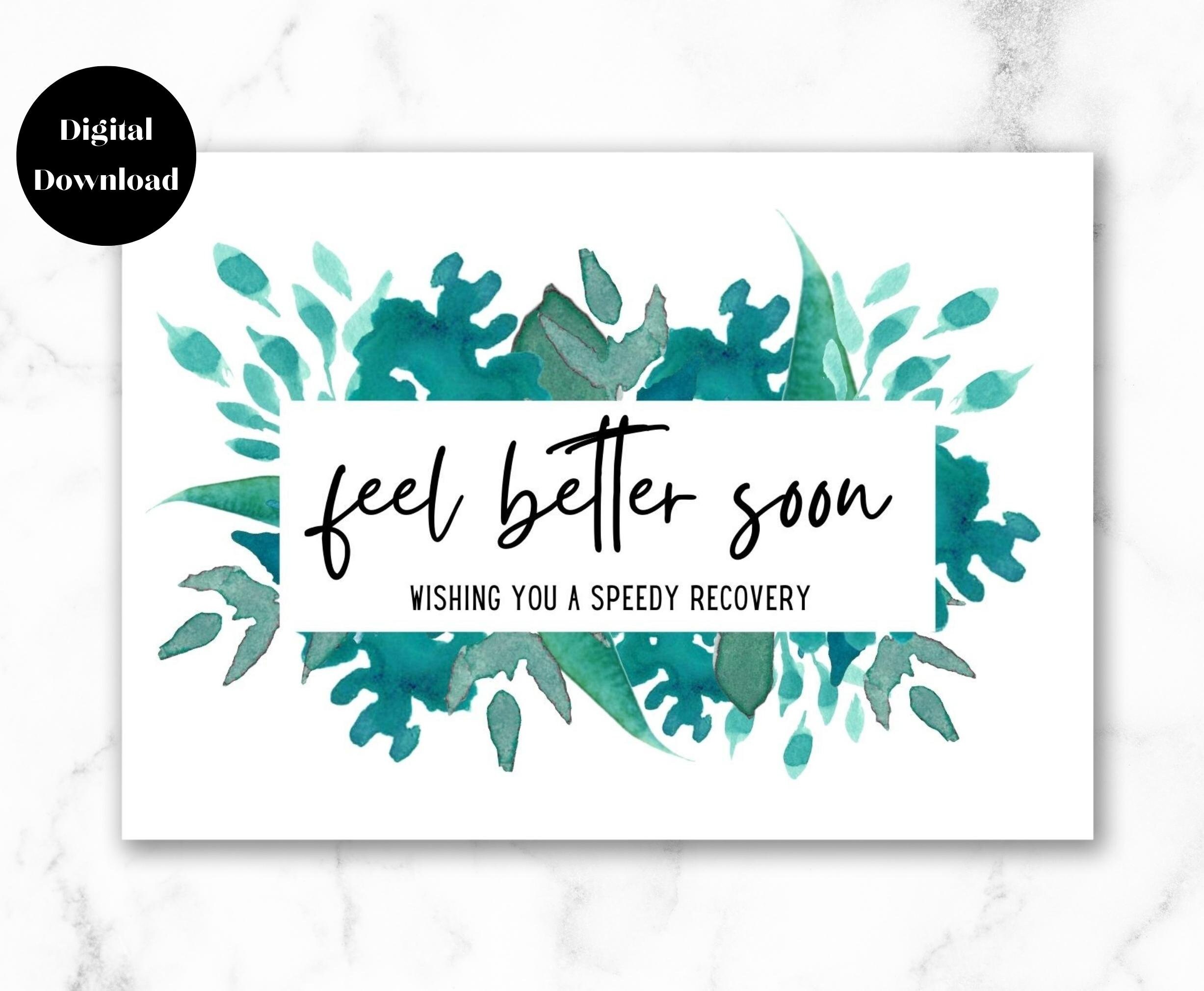 Printable Get Well Soon Card, Botanical Print Greenery Feel Better Soon ...