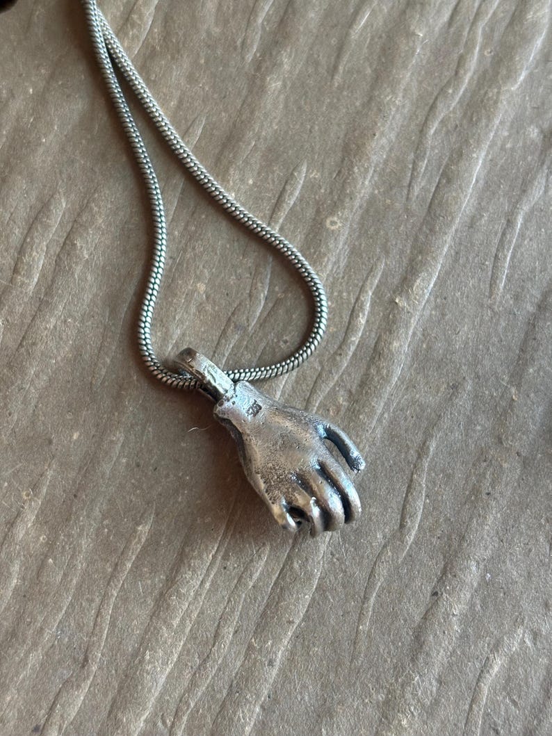 Unique Sterling Silver Pendant - Stamped .925 Hand Holding Gemstone ...