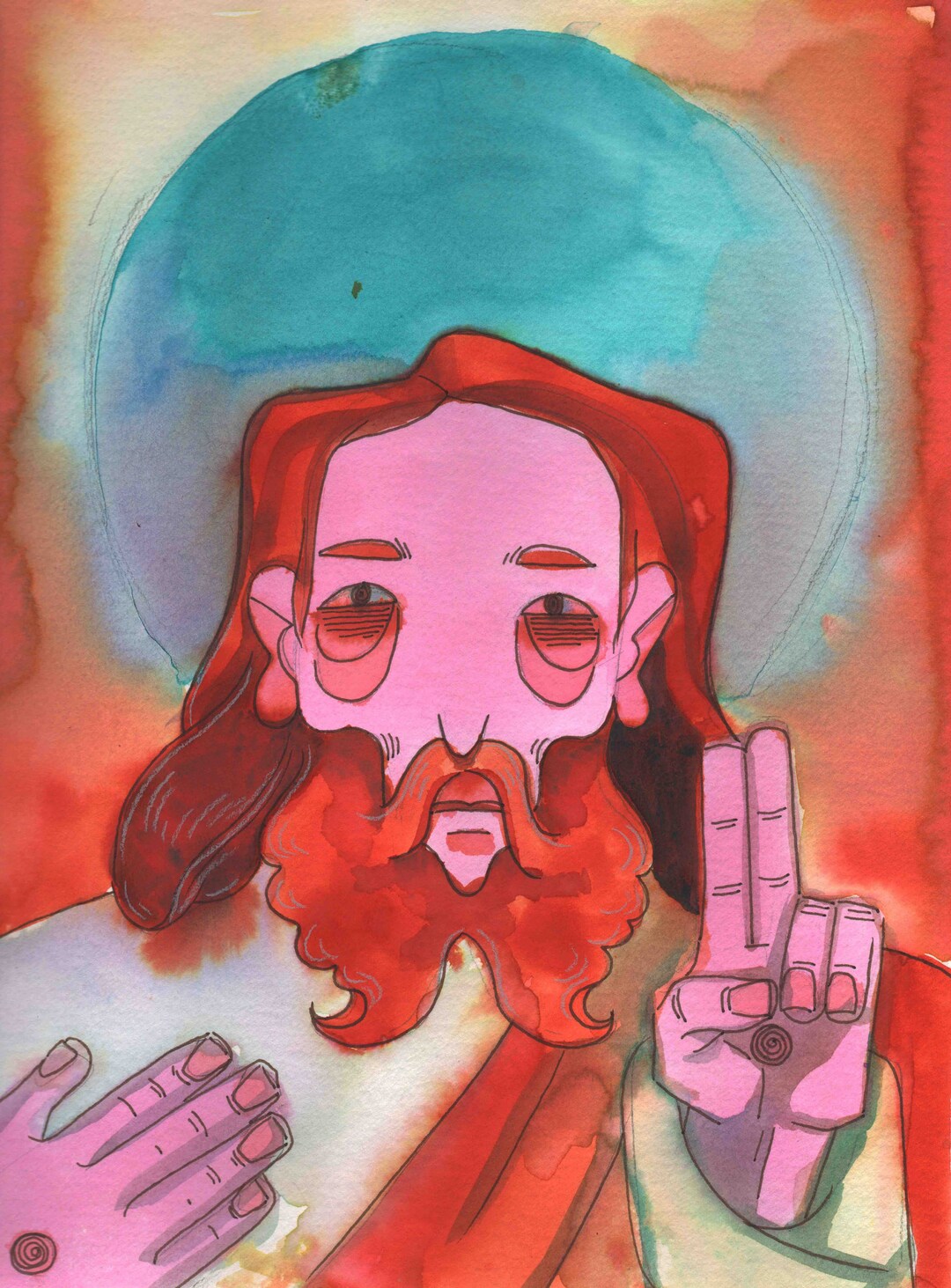 Hot Pink Jesus - Original Watercolor - Etsy