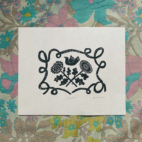 Linocut Folk Art - Etsy