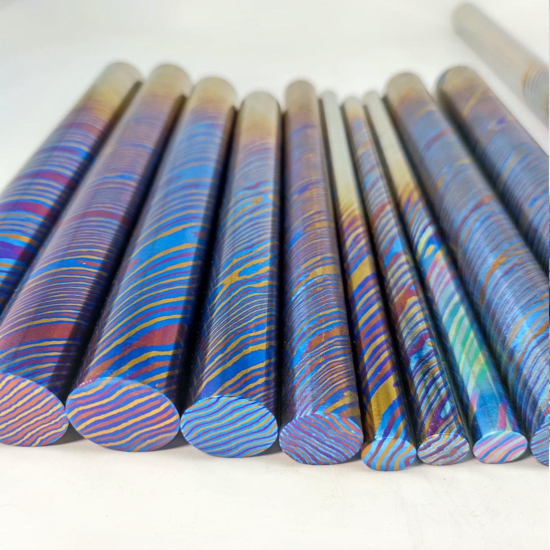 Titanium Damascus Rod (ti Damascus Rod),3 Alloys,3colors,1.4"(35mm ...