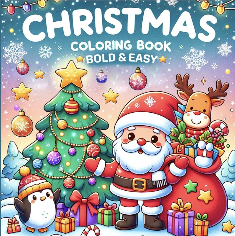 Christmas Coloring Book: Bold & Easy Holiday Designs – Printable PDF ...