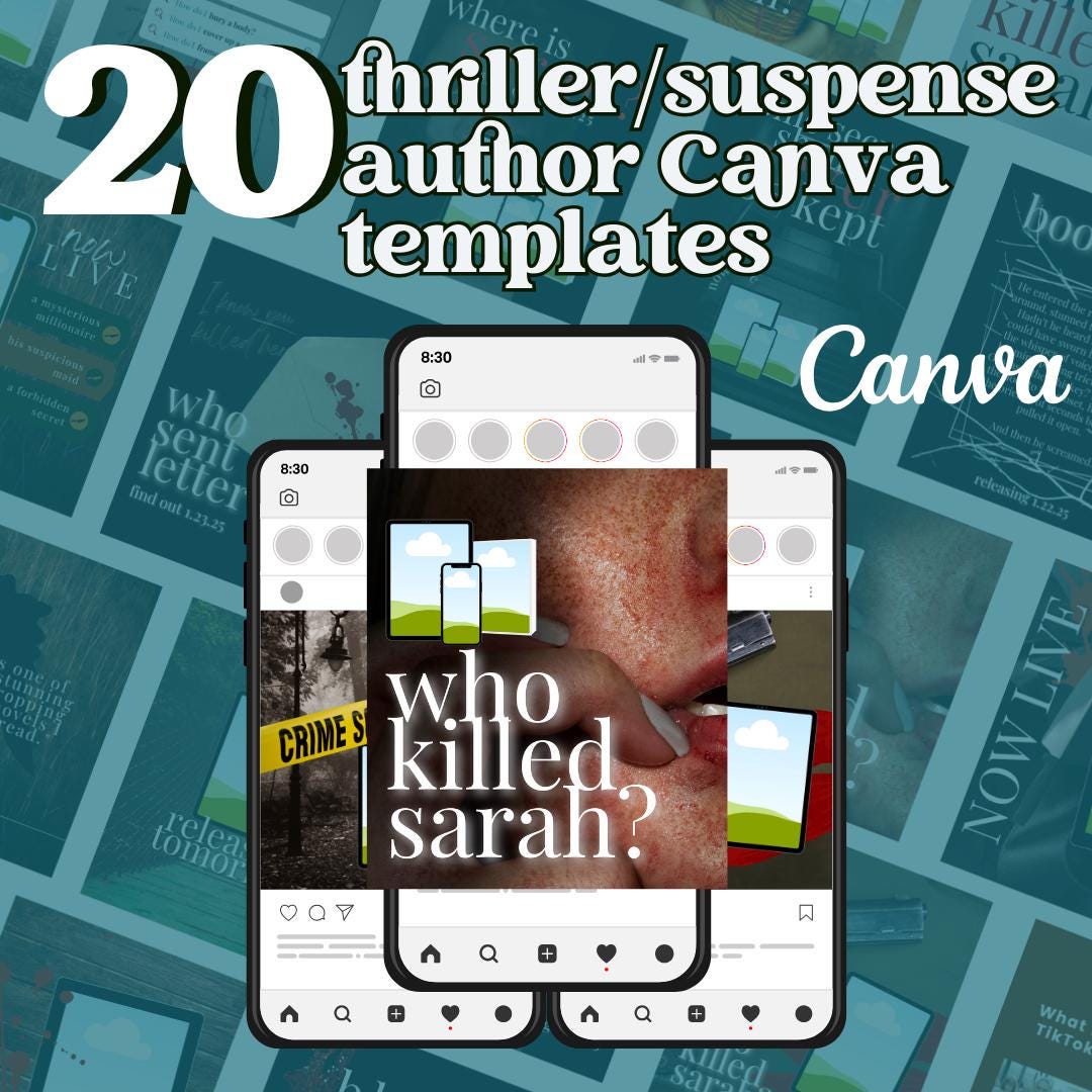 Thriller/suspense/crime Fiction Author Instagram Templates Editable on ...