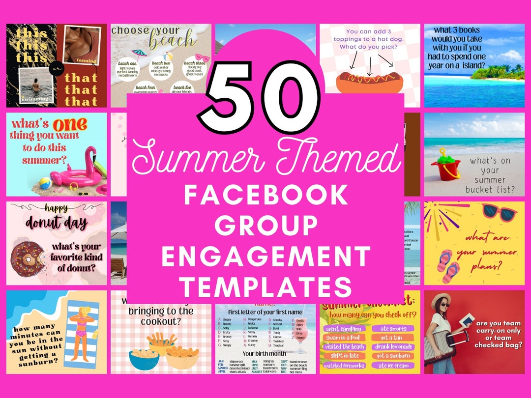 50 Summer Themed Facebook Group Engagement Templates for Canva ...