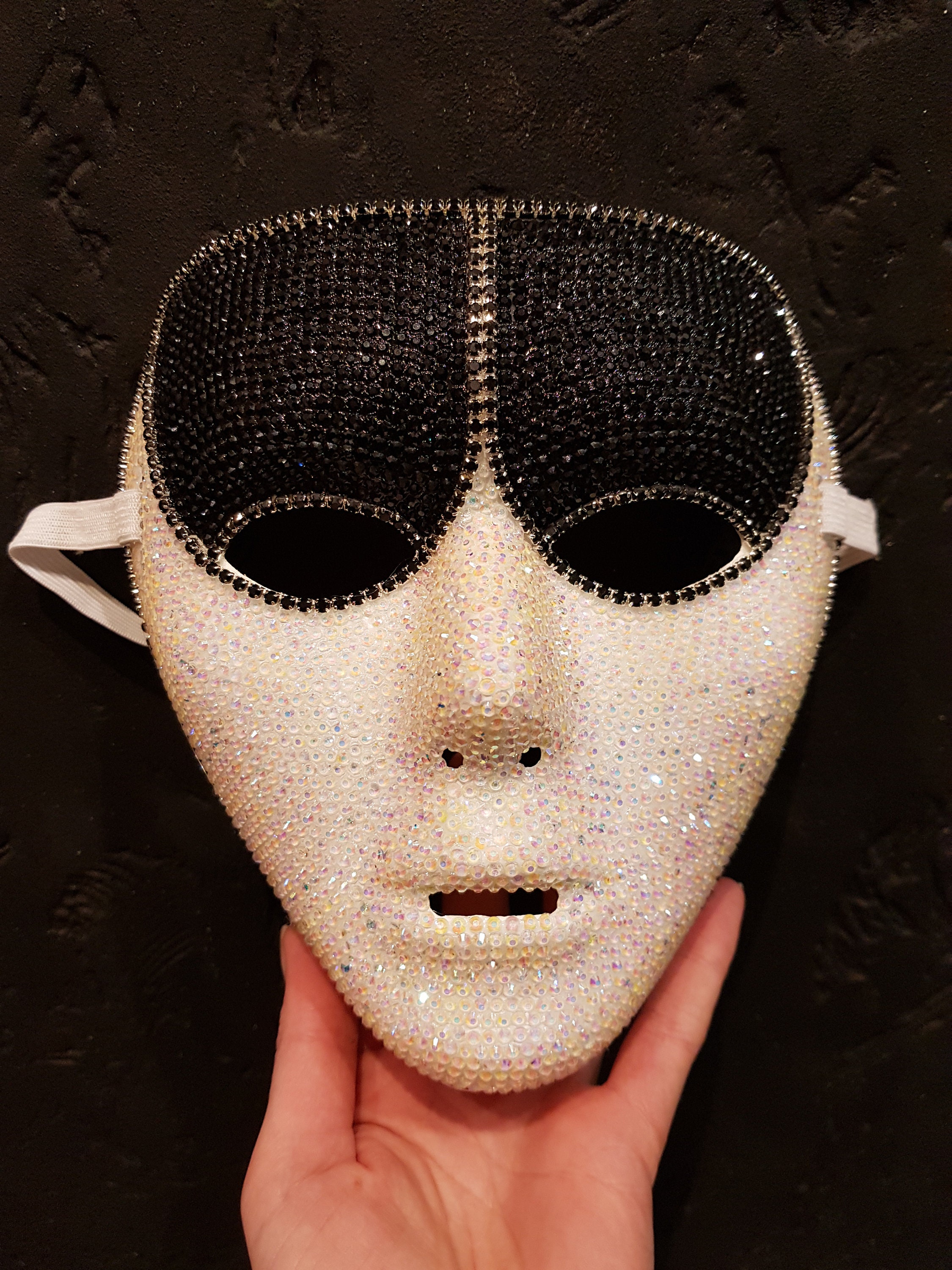 Full Face Maskcrystal Mask. Burning Man Rhinestoned - Etsy