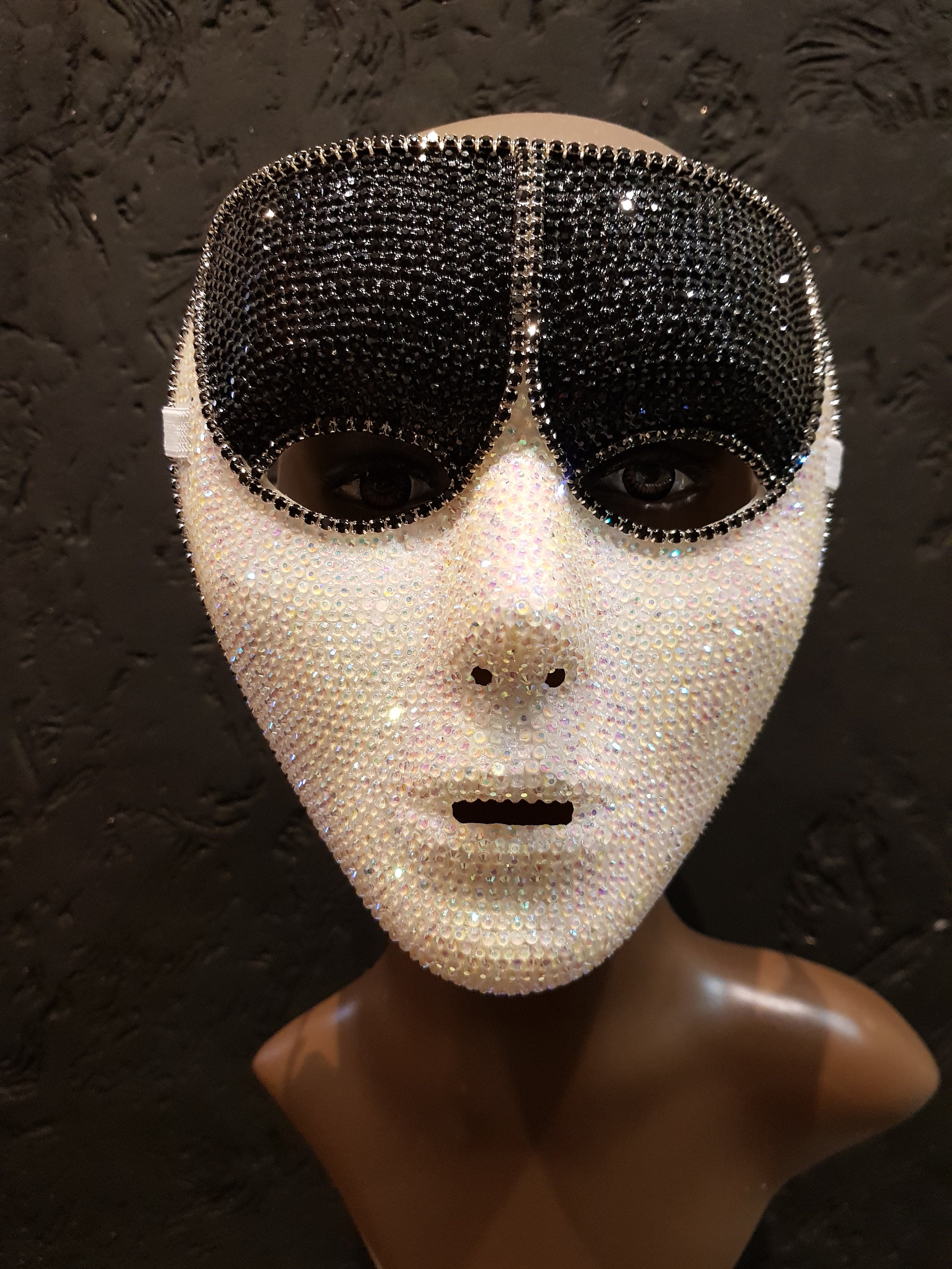 Full Face Maskcrystal Mask. Burning Man Rhinestoned - Etsy