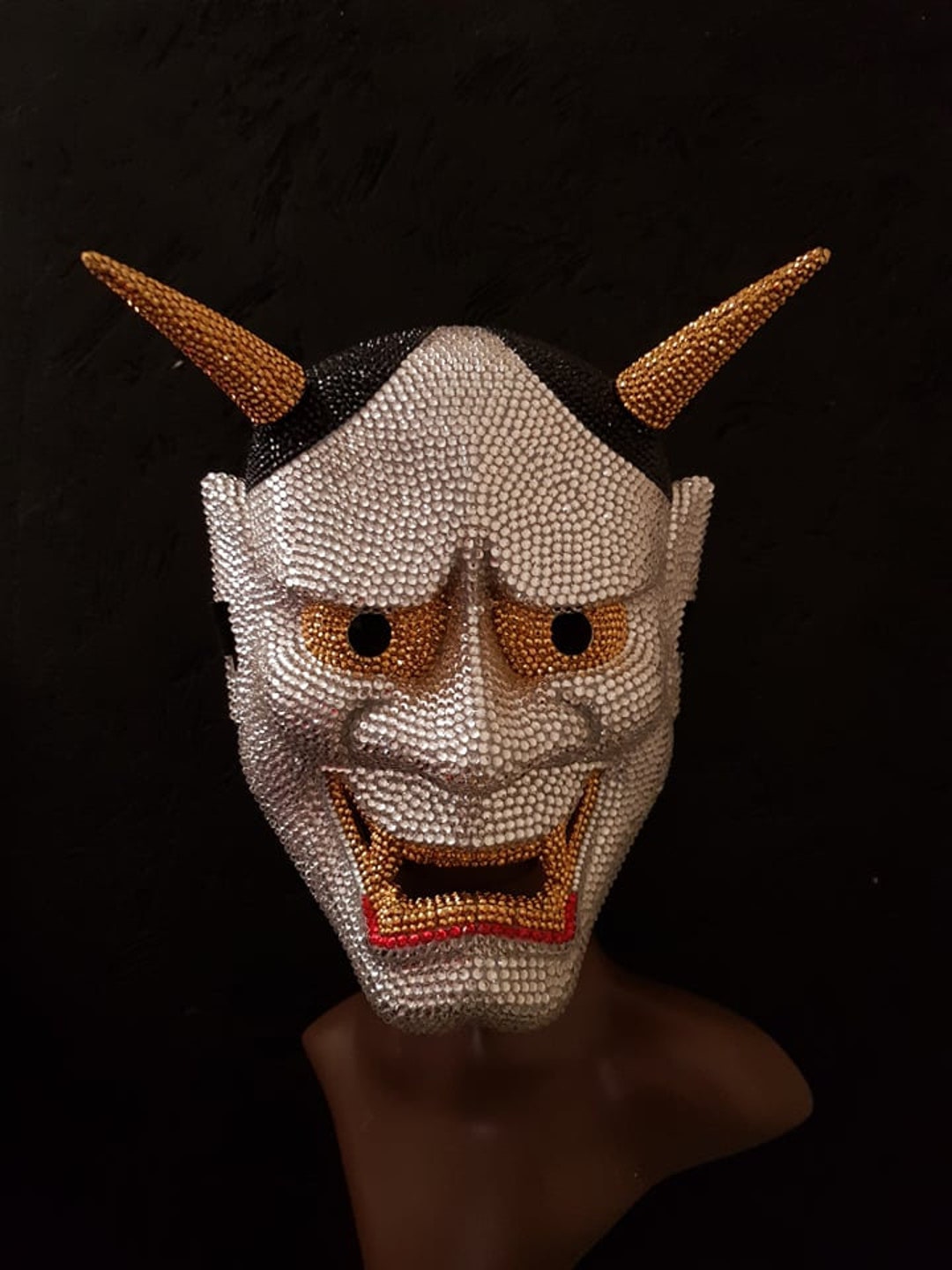 Crystal Evil Oni Noh Hannya Mask,evil Mask Rhinestones Mask - Etsy
