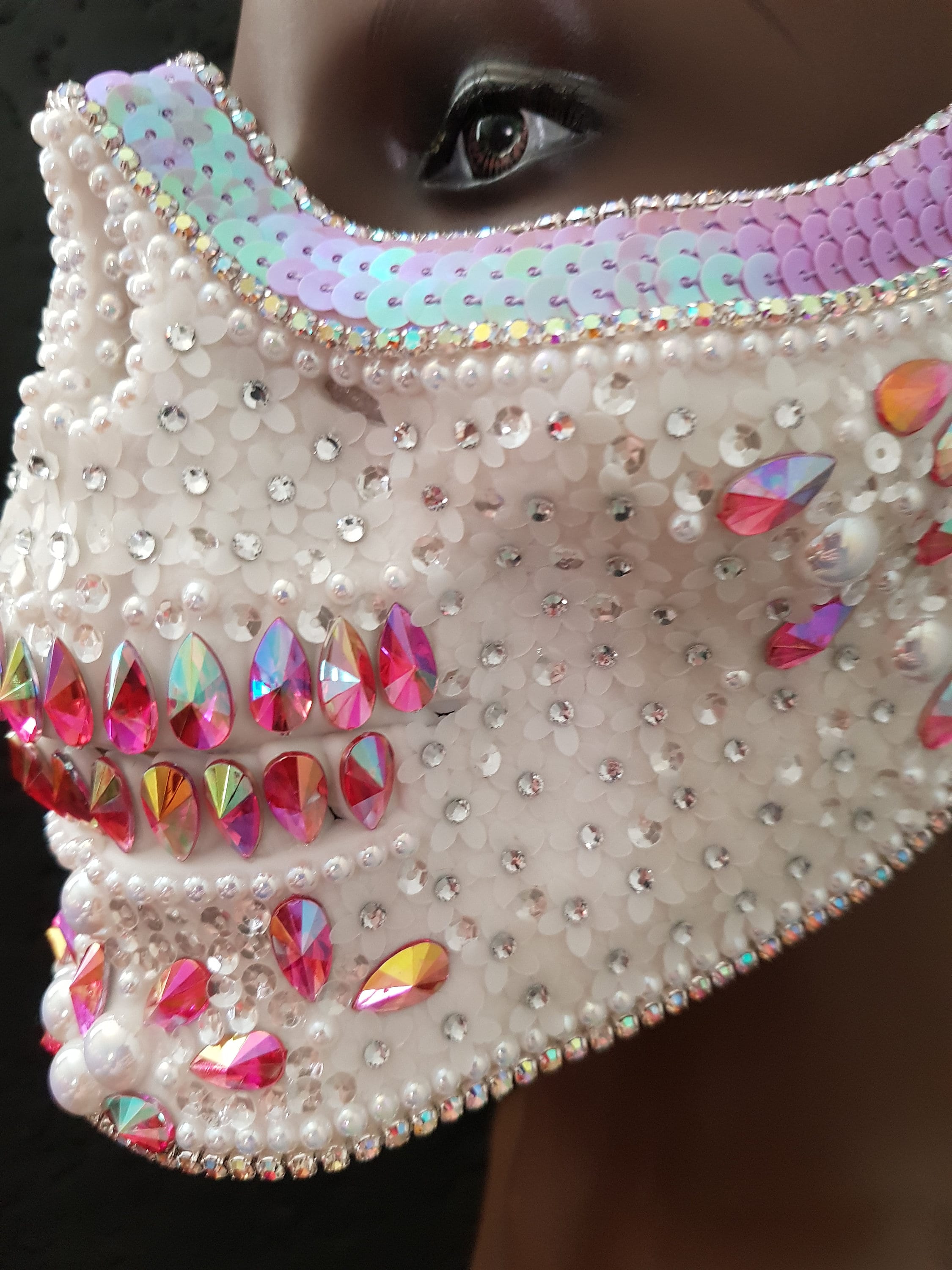 White Skull Mask: Face Mask Skull Mask Crystals Festival - Etsy
