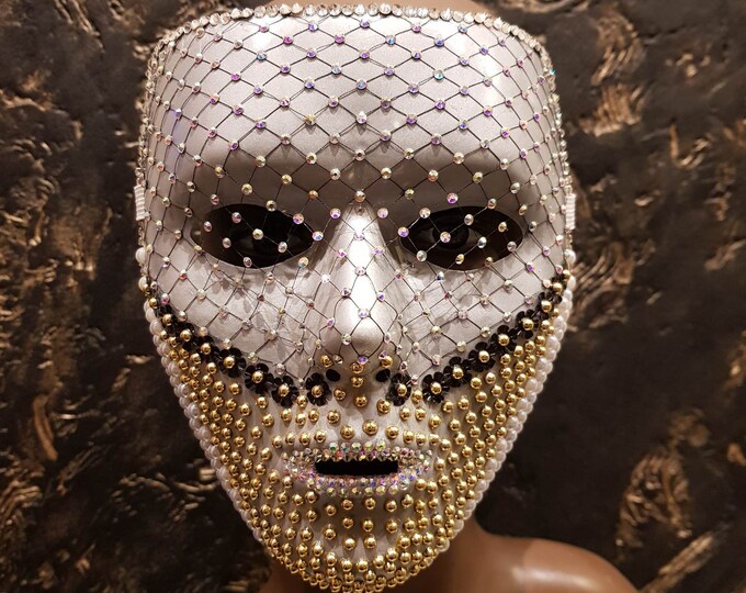 Full Face Lizard Crystal Jewelled Venetian Mask - Etsy