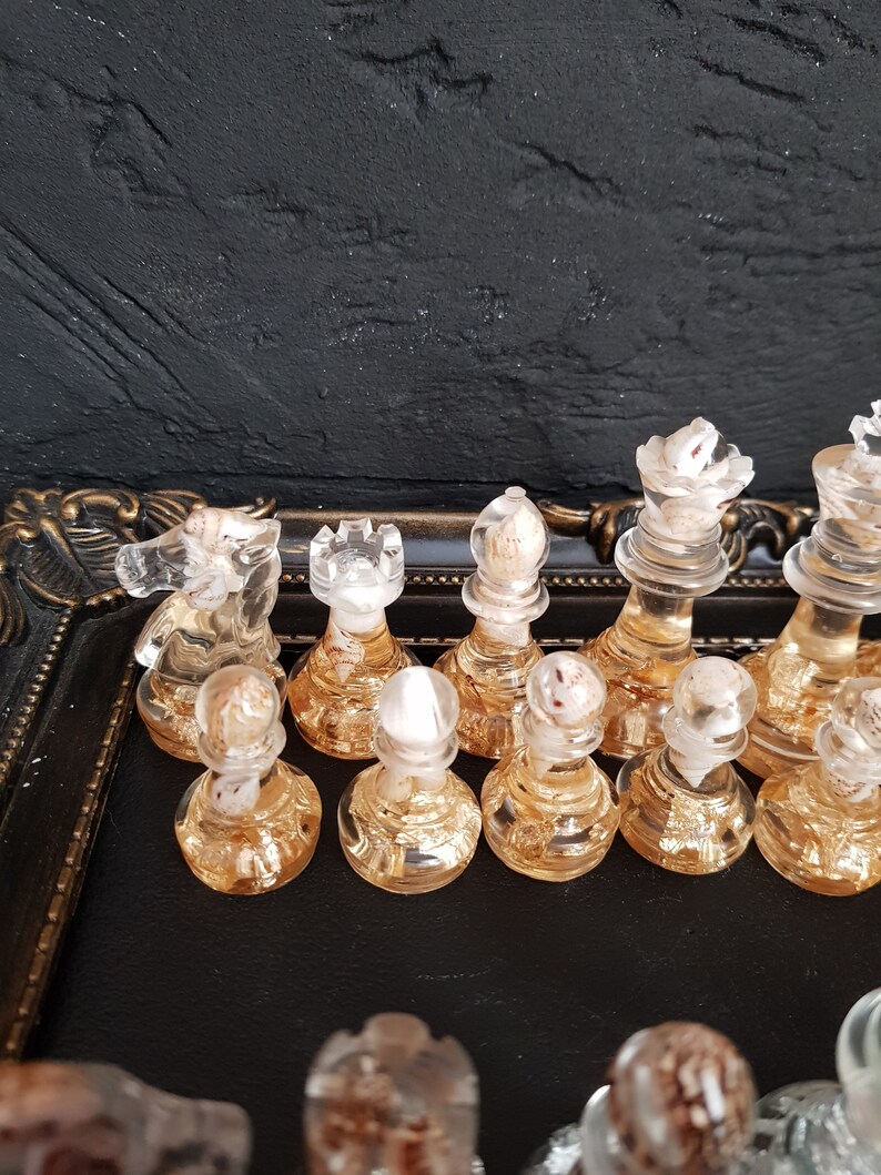 Standard Size Resin Chess Set With Natural Shell. - Etsy UK