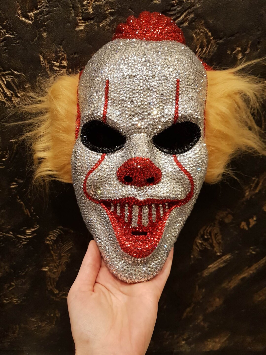 Clown Mask,crystal Clown Mask,full Face Mask Festival Mask - Etsy