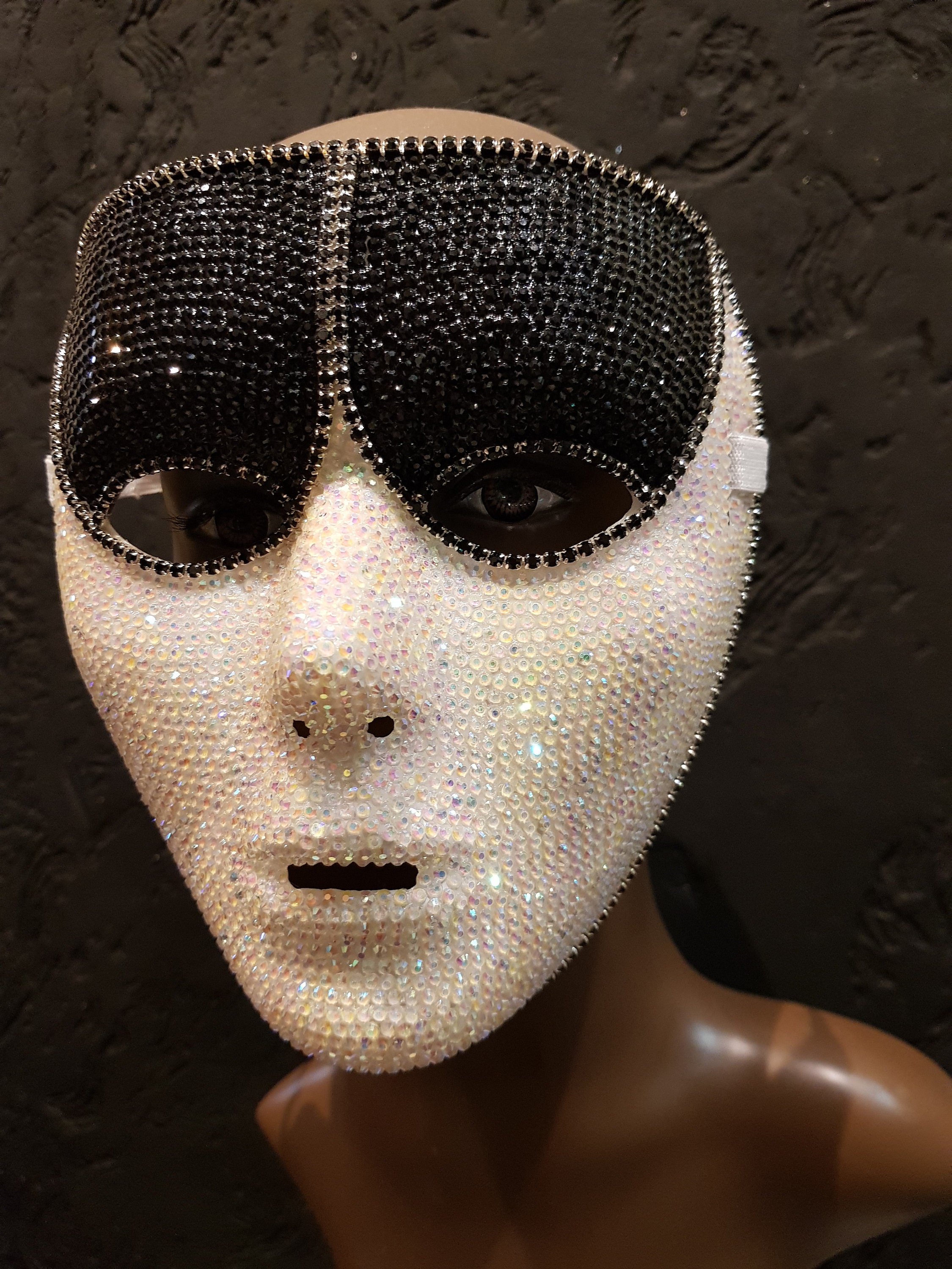 Full Face Maskcrystal Mask. Burning Man Rhinestoned - Etsy