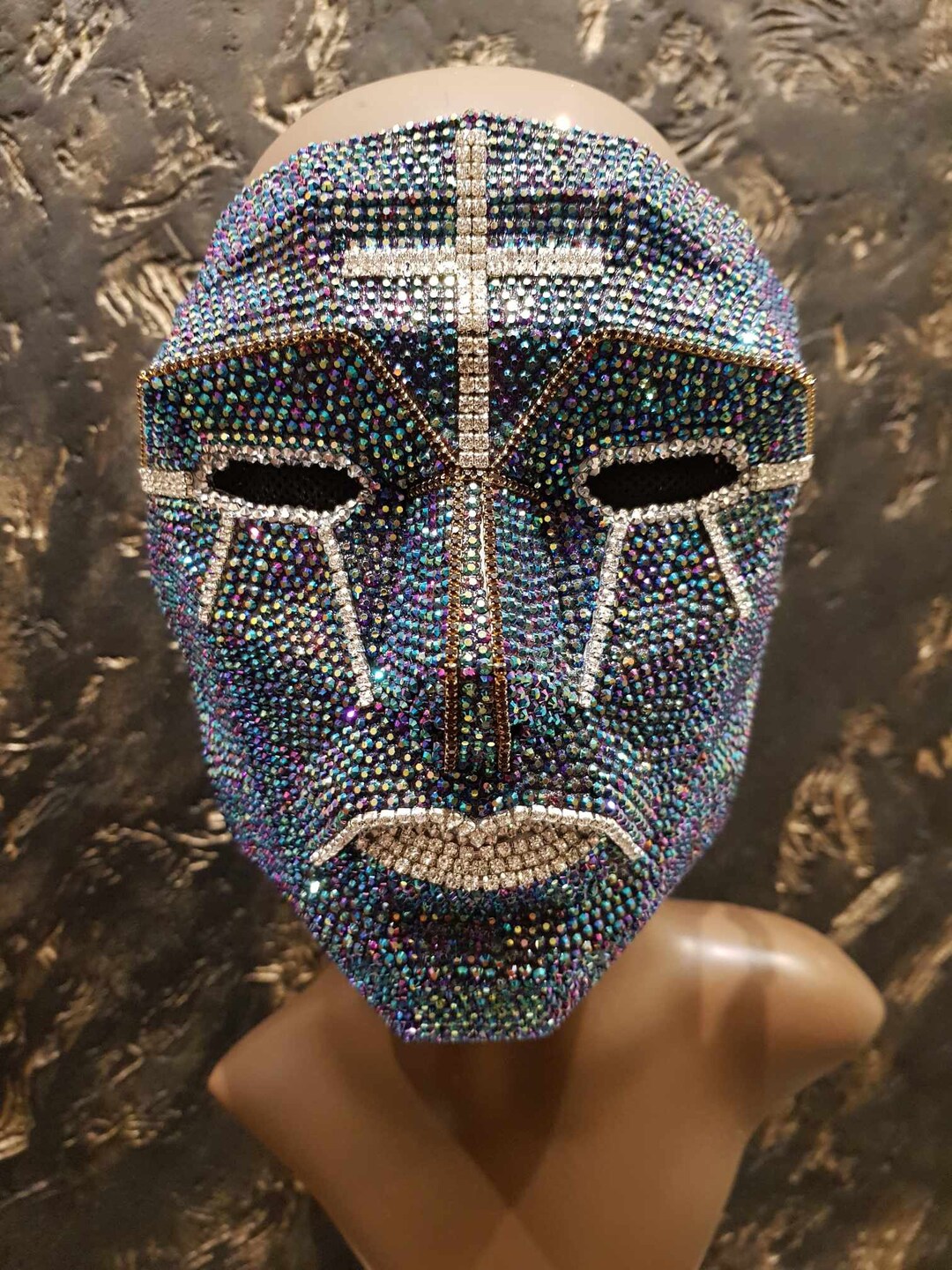 Crystalized Face Mask Bling Mask,crystal Mask,rhinestone Mask,costume ...