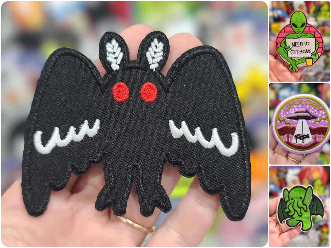 Cthulhu Mothman Cryptid UFO Alien Patches - Iron on - Paranormal Legend ...