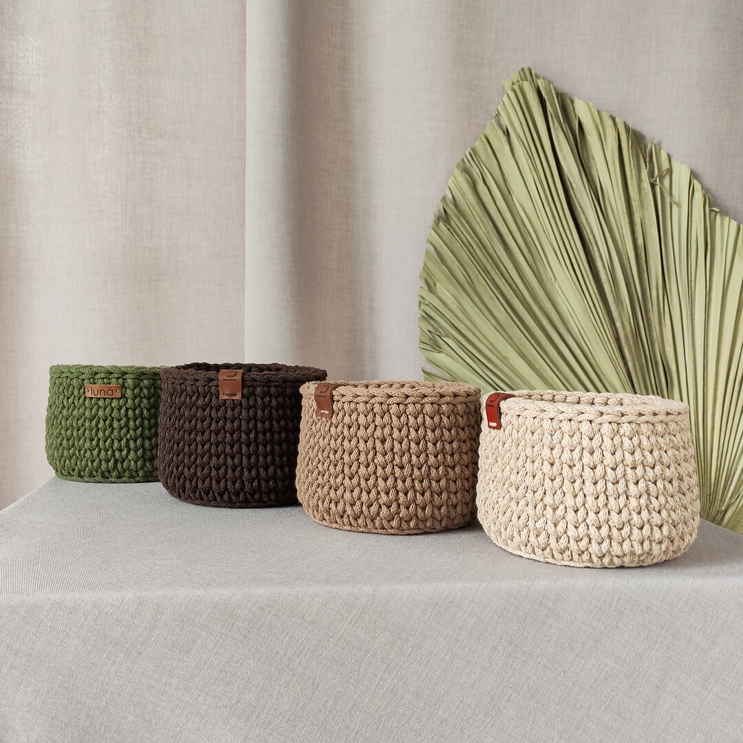 Set of Cotton Rope Crochet Round Baskets 3 Pc - Etsy