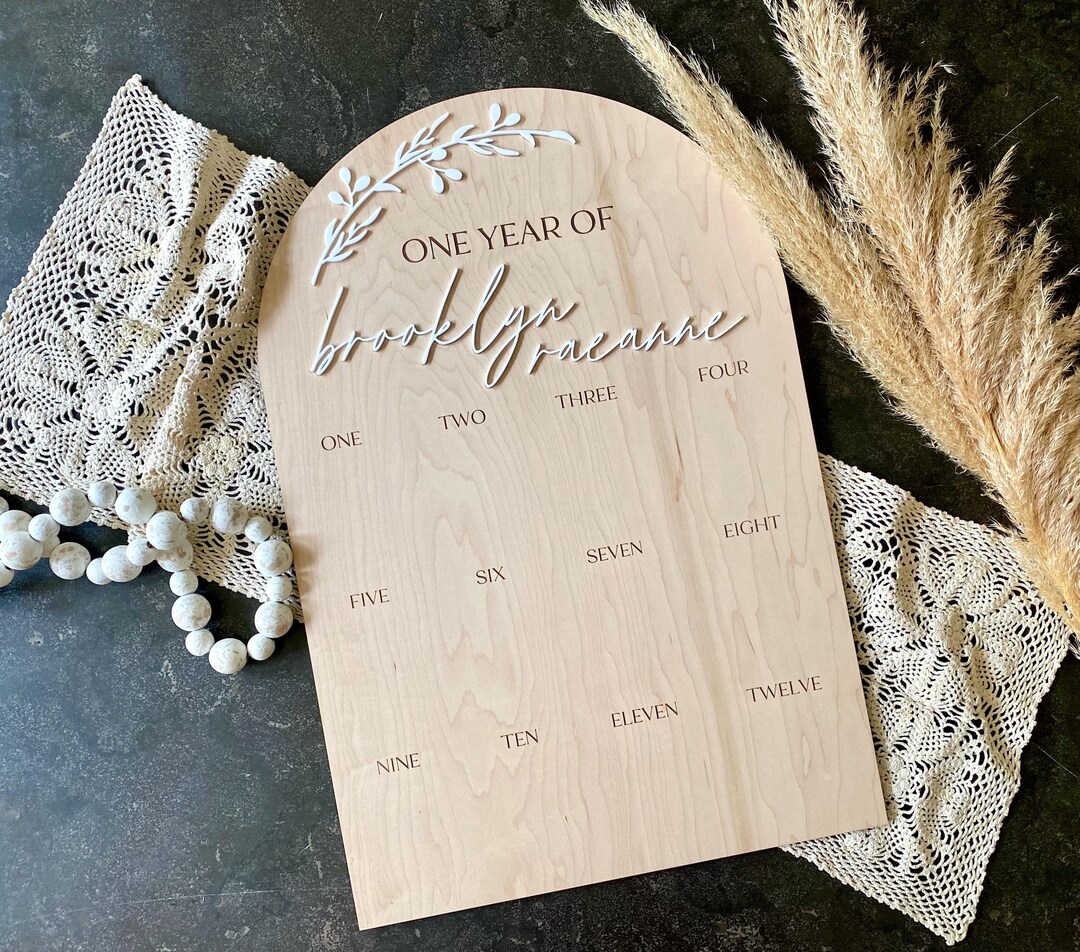 My First Year Sign, One Year Photo Board, Wooden Milestone Board, 1st ...